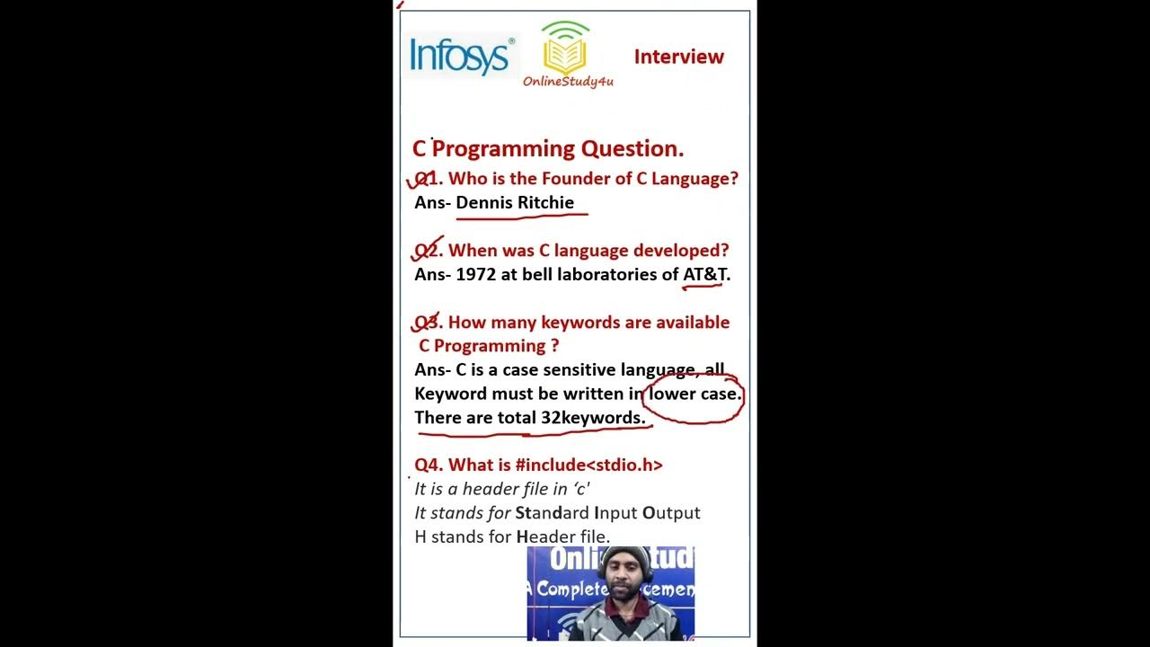 Infosys C programming important interview questions . @OnlineStudy4u - YouTube