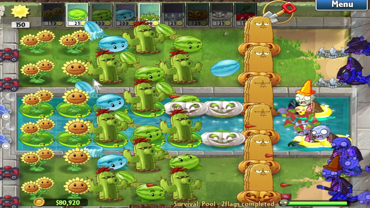 Melon Pult + Cactus - PvZ 2 Pak - Survival Pool #2 - Plants vs Zombies ...
