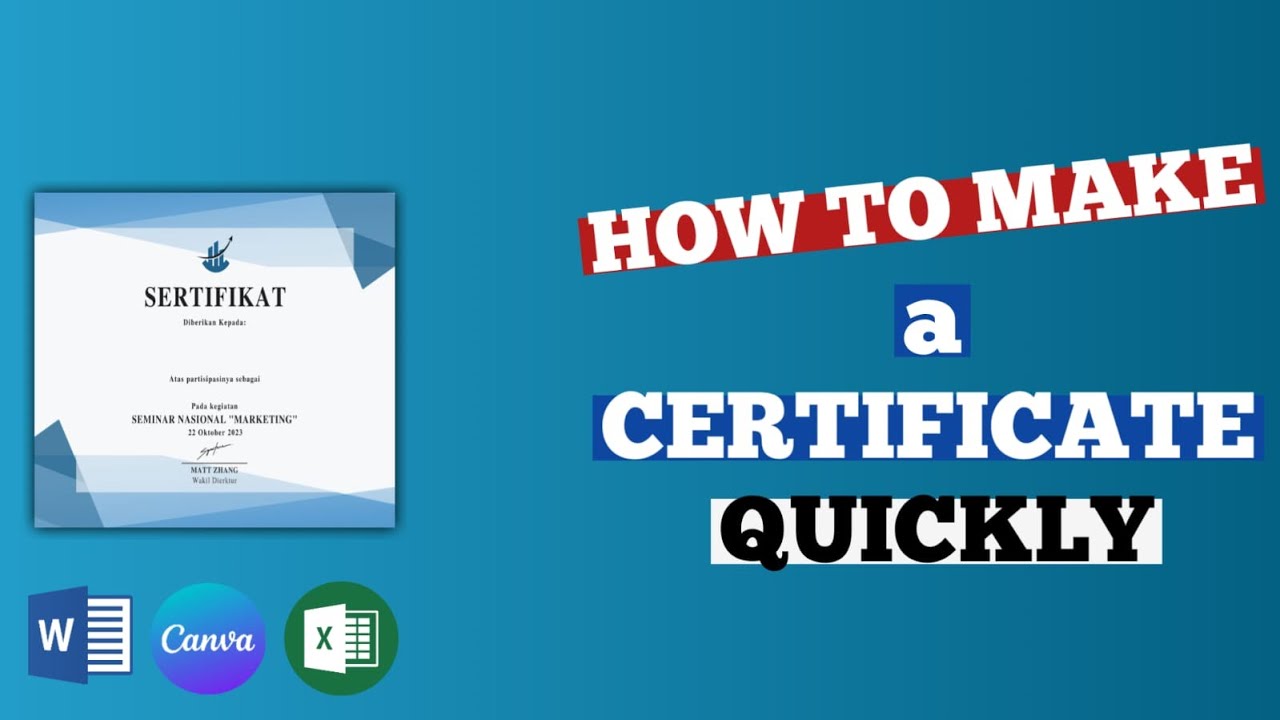 How to make multiple certificates at once using Canva, word, and excel ...