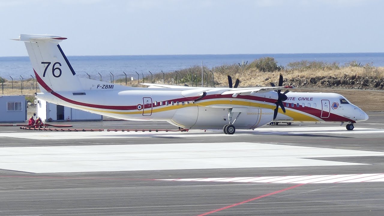 DASH 8 Q400-MR/-SECURITÉ CIVILE/F-ZBMI/ MILAN76 /- Réunion Island - YouTube