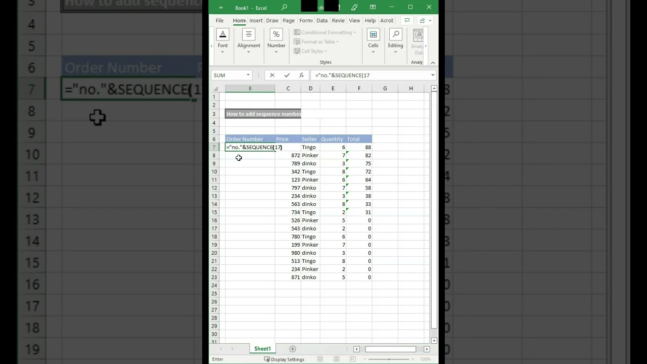 How To Add Sequence Number Order To Excel Part1 YouTube How To Add Sequence Number Order To Excel Part1 YouTube