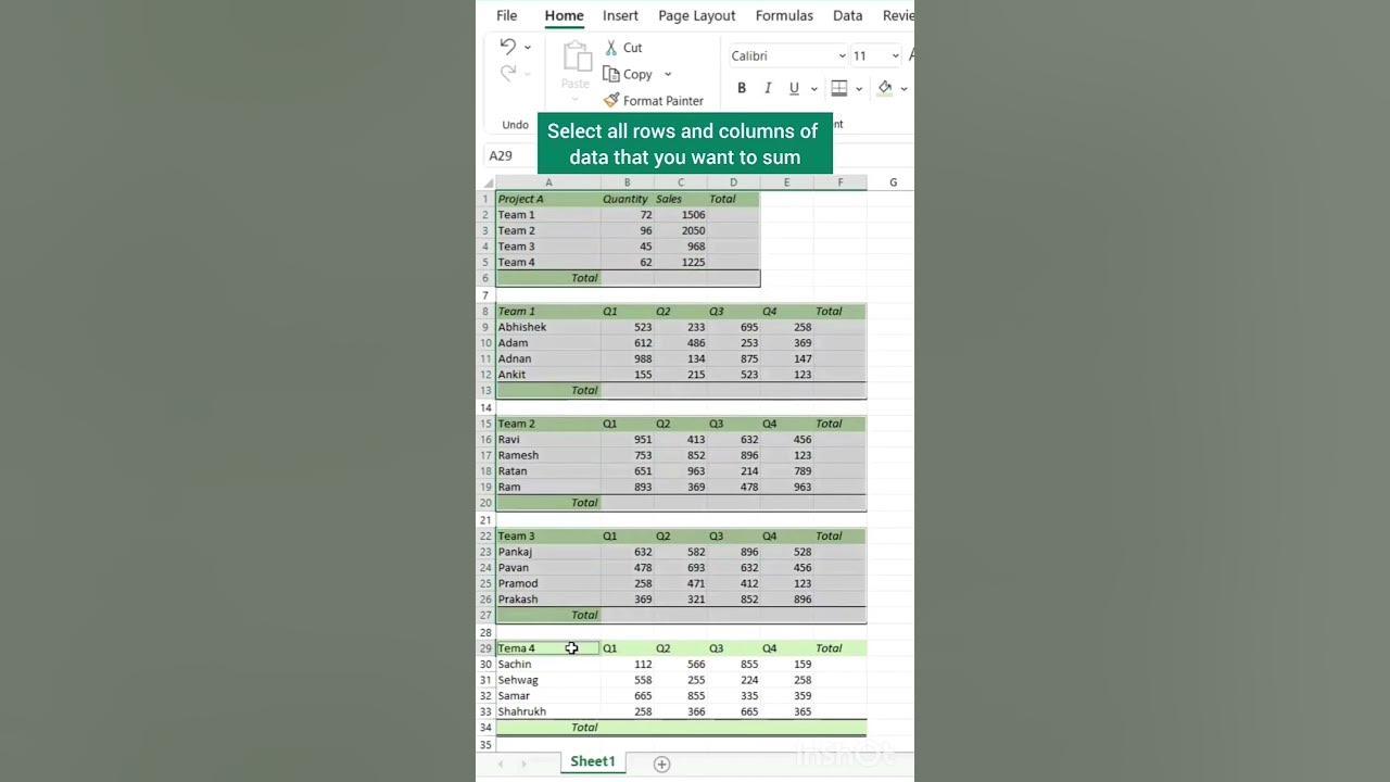 Auto Sum Multiple Table | Advance Excel Formula | MyExcelGeeks - YouTube