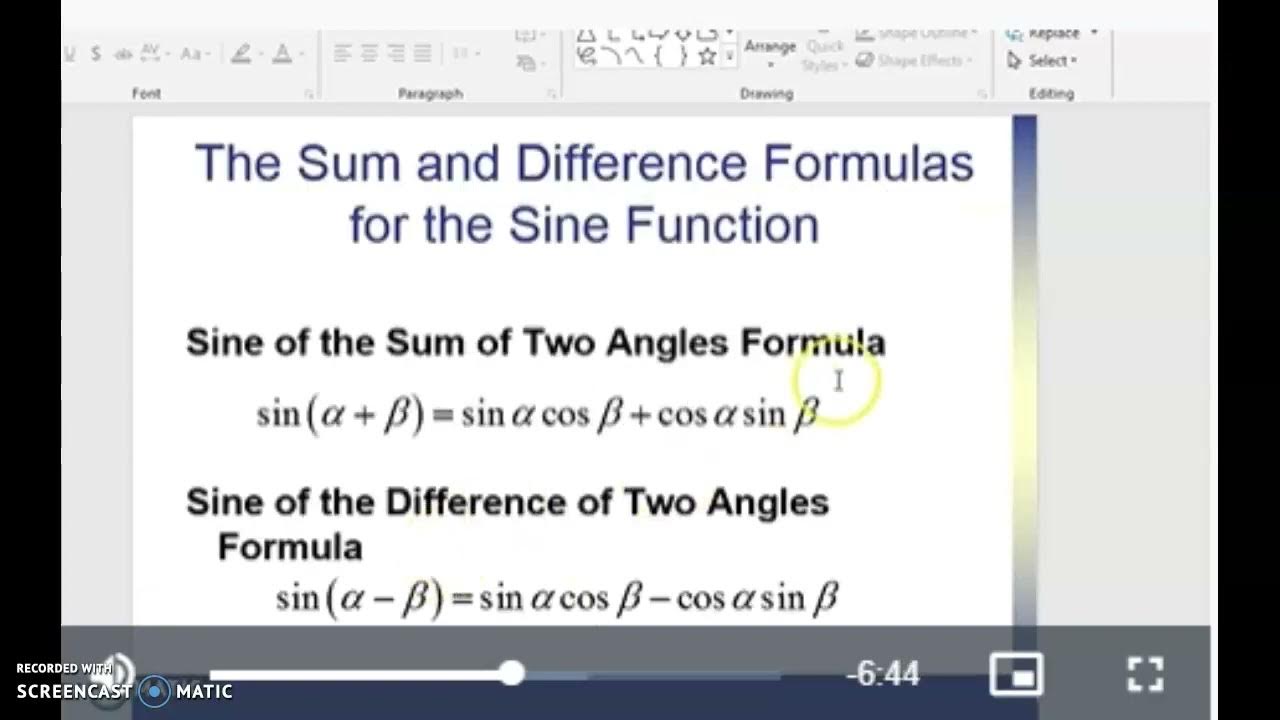 6.3 Sum & Difference Trig Formulas - YouTube
