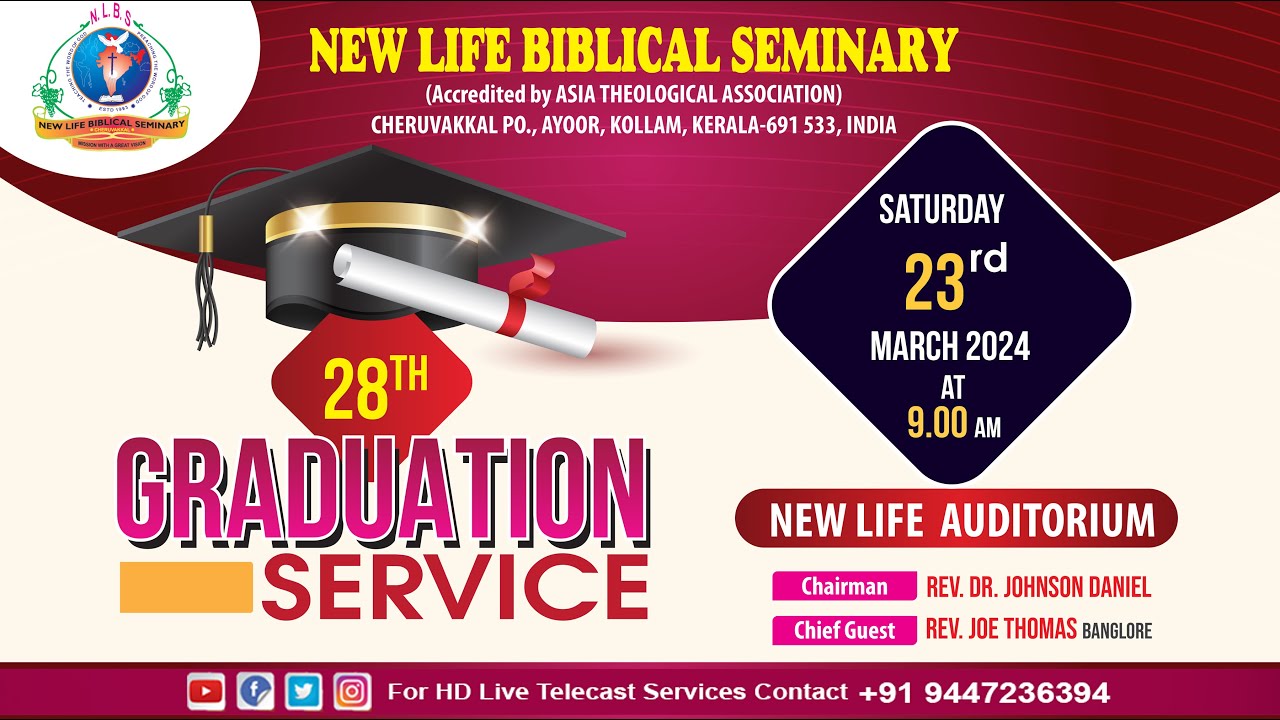 28th GRADUATION SERVICE | NEW LIFE BIBLICAL SEMINARY | On 23.03.2024 ...