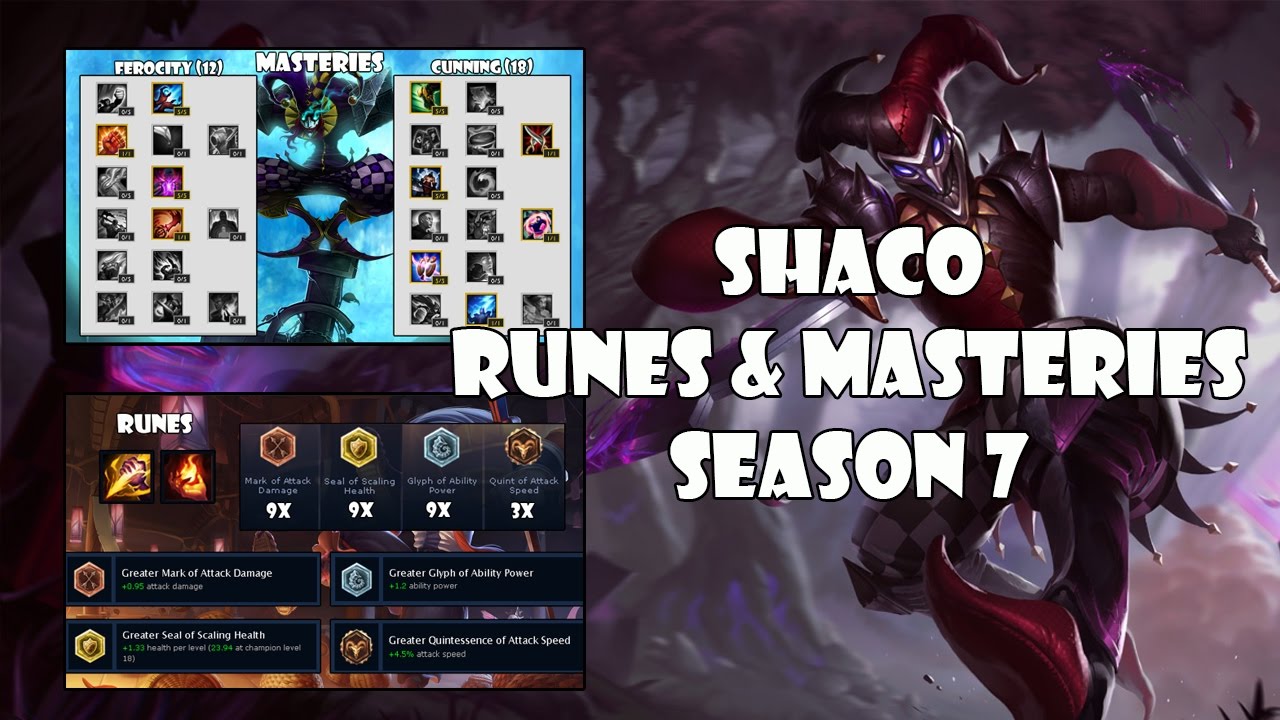 Shaco Runes and Masteries season 7 League of legends - YouTube