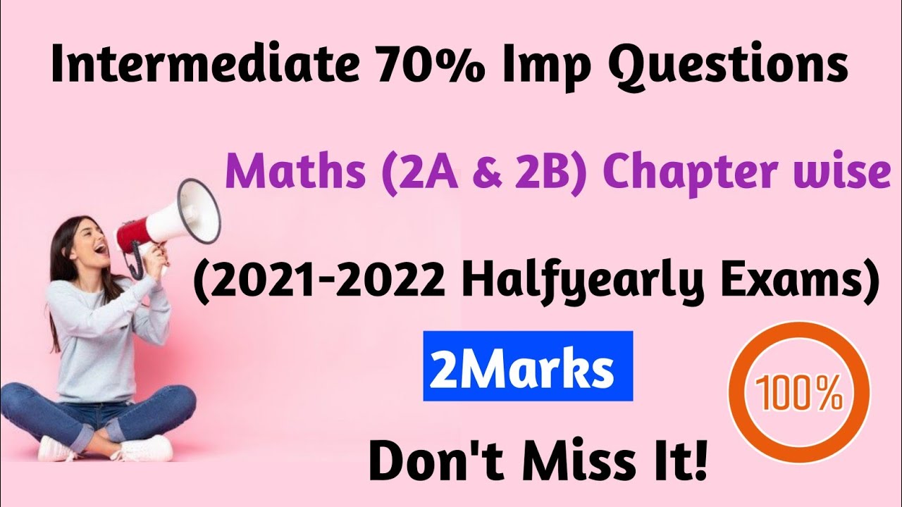 Intermediate//Maths (2A & 2B) Most Imp 2 Marks Chapter Wise Questions ...