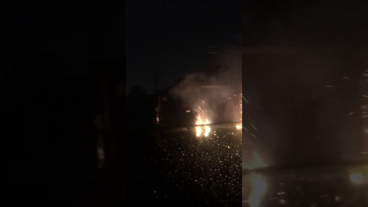 Lightning Strikes Powerline - YouTube
