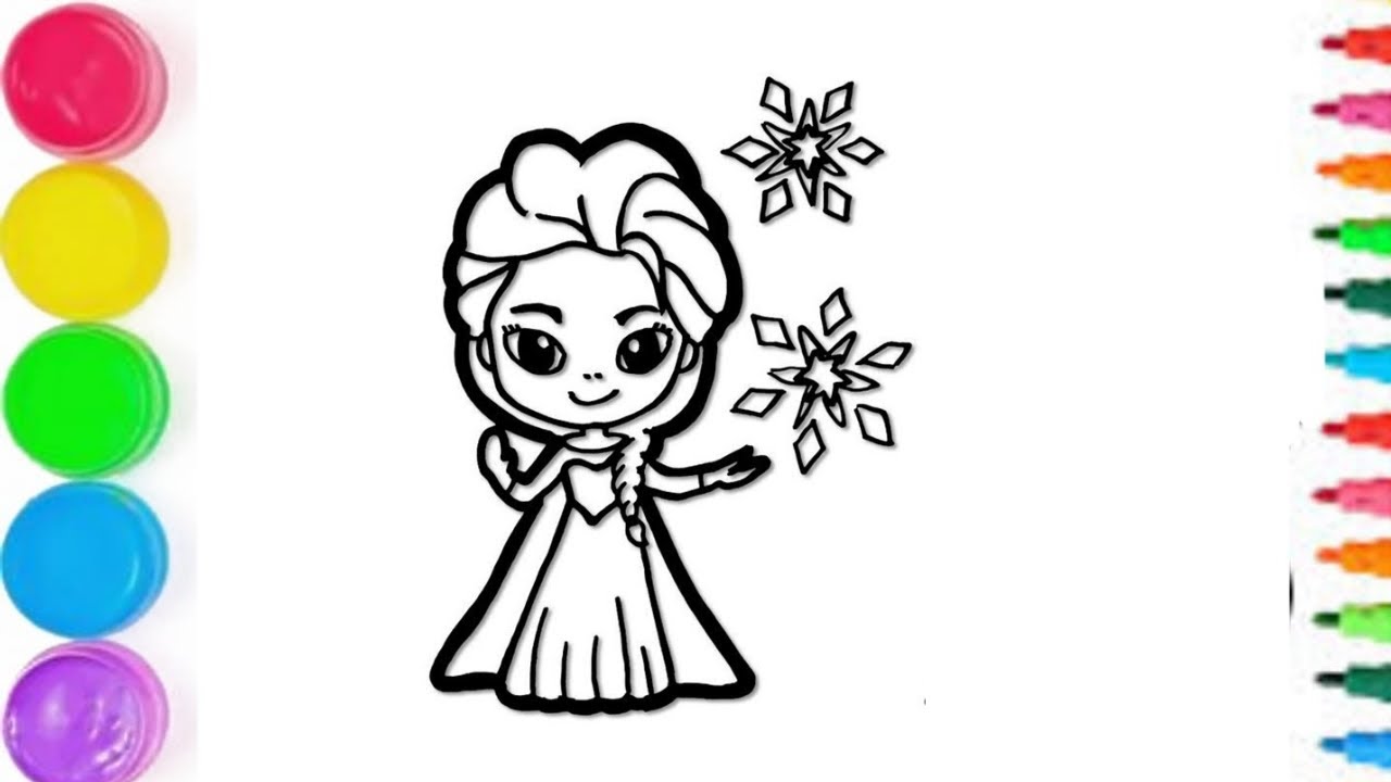 How to draw cute Elsa|| princess Drawing ||Easy Drawing for kids and ...