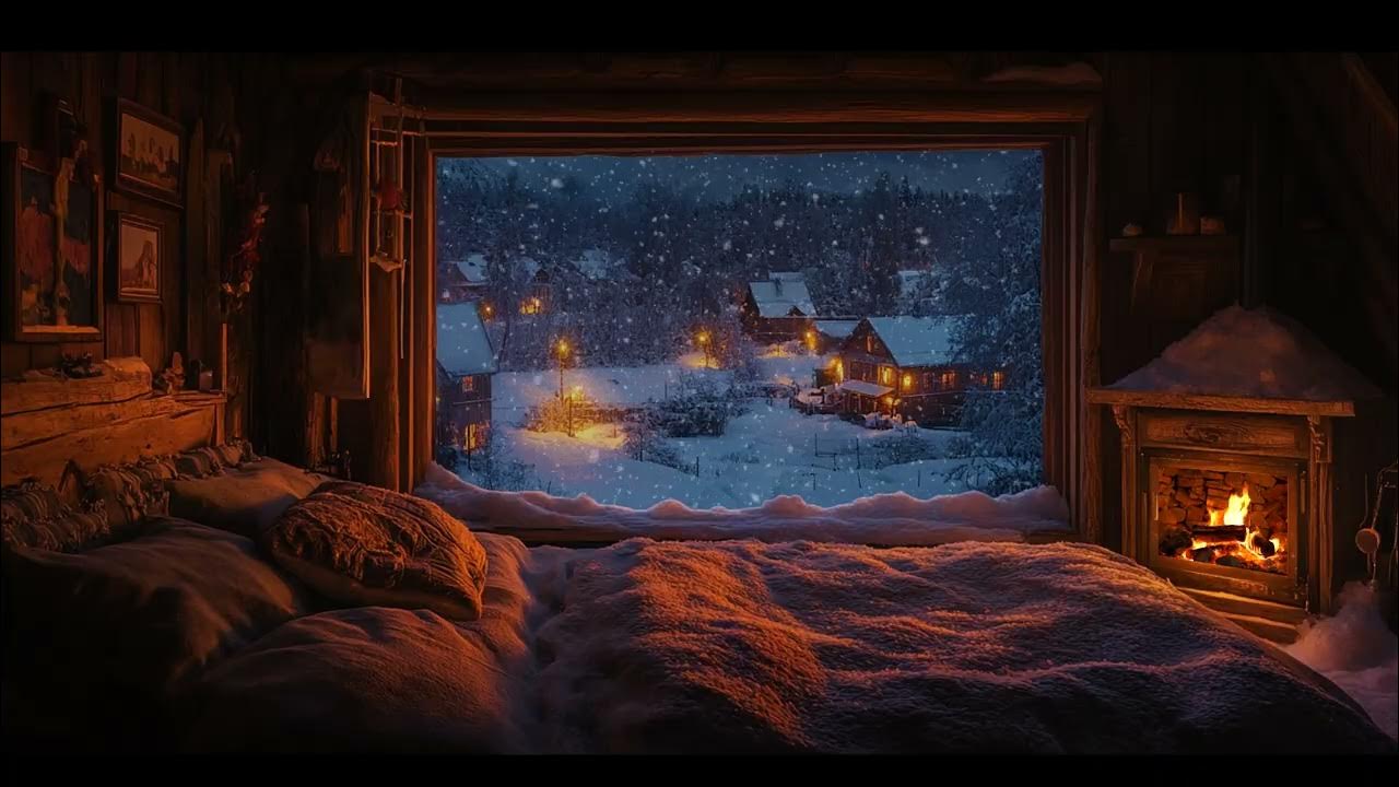 Snowy Winter Snow Storm Cabin Ambience Fall Asleep Dark Screen Blizzard Sounds - YouTube