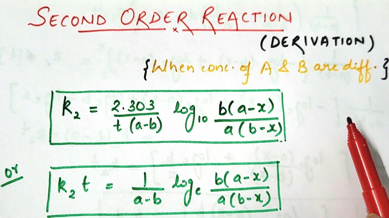 Second Order Reaction Derivation |Chemical kinetics #physicalchemistry ...