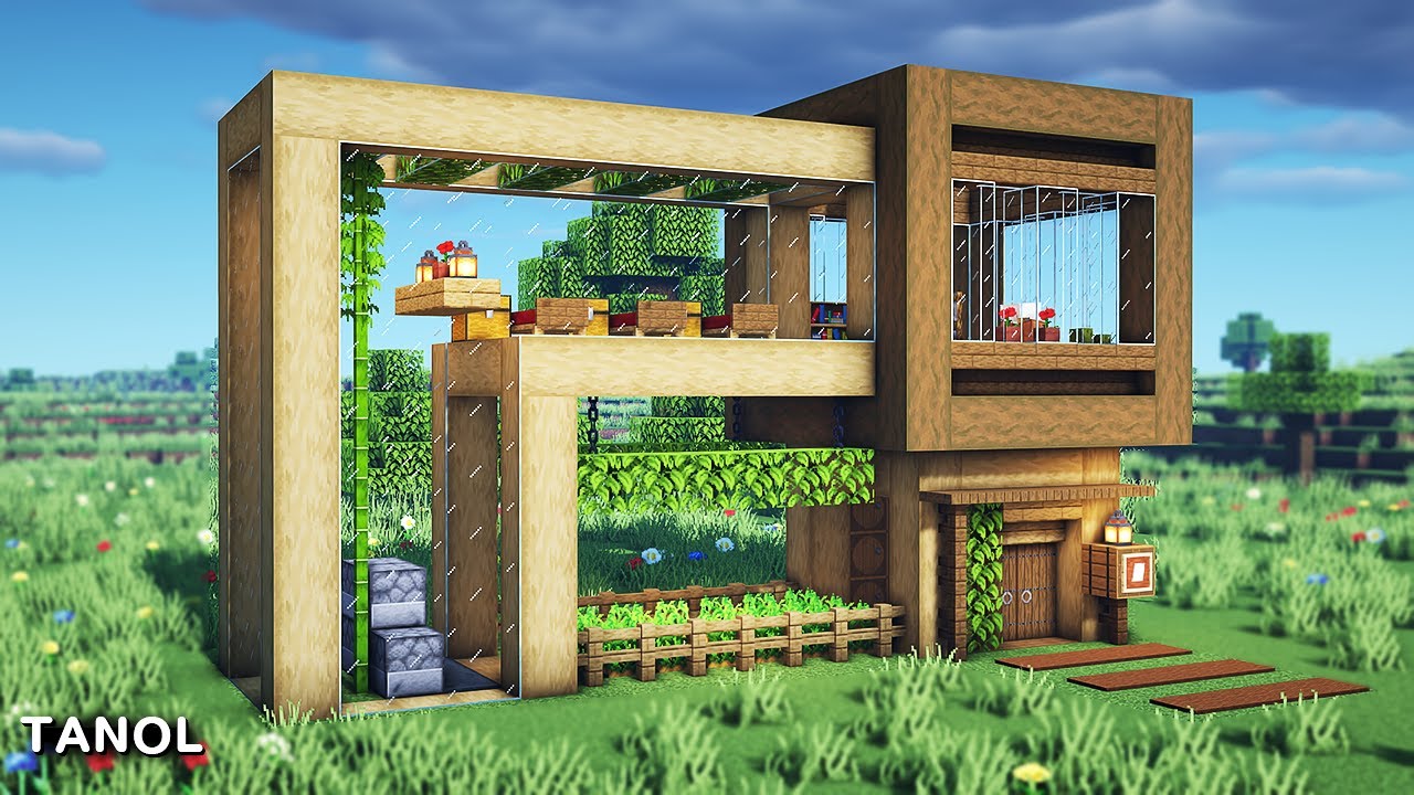⚒️ Minecraft : How To Build a Unusual Wooden Modern House - YouTube