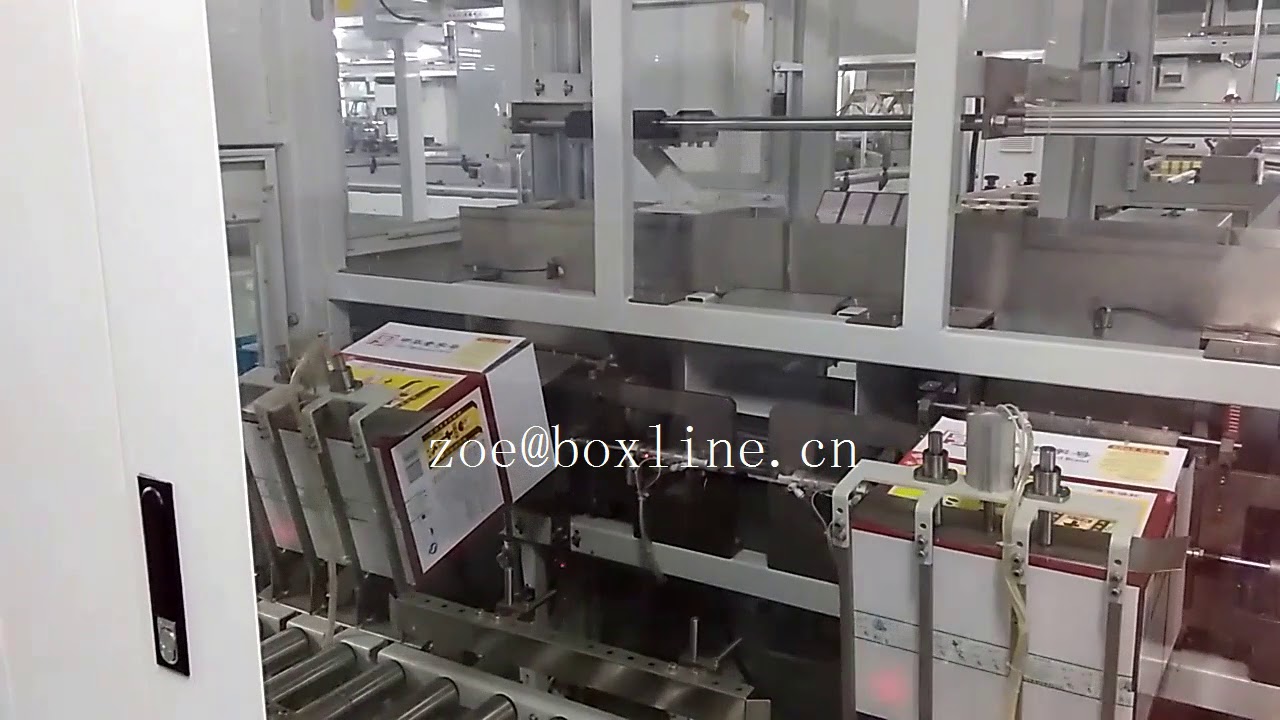 case packer for stand-up pouches/cups/boxes case packing machine - YouTube