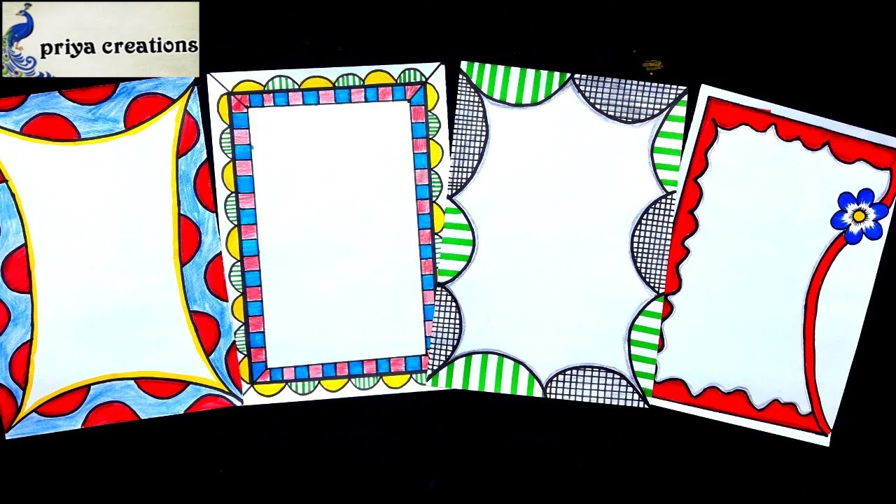 4 in 1 simple border design for project| assignment front page design ...