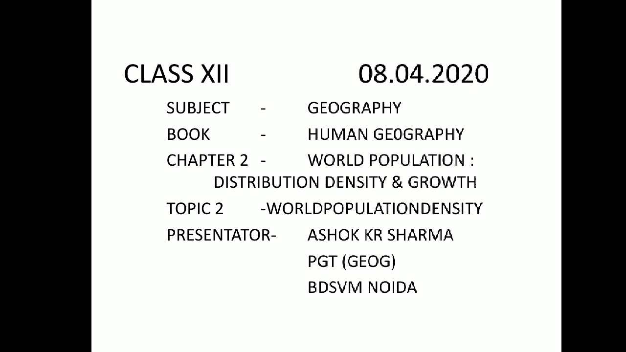 Class xii geography world population density - YouTube