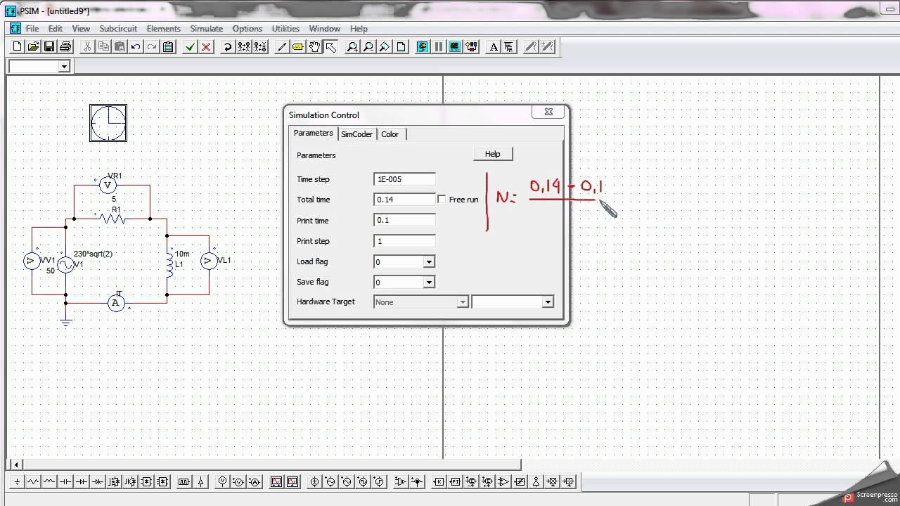 Simulation PSIM RL series cicuit. Altern current. - YouTube