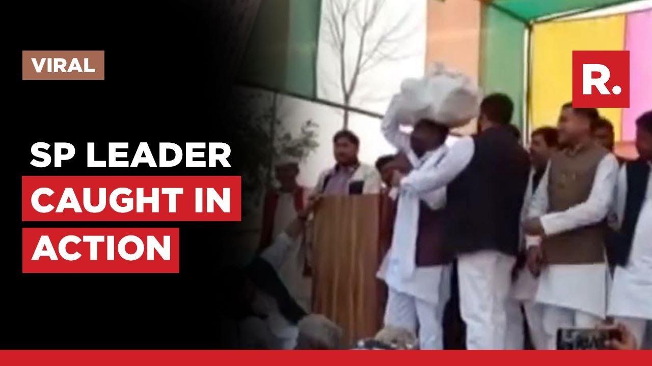 SP Leader Puts A Bundle Of Shoes And Slippers On His Head, Video Goes ...