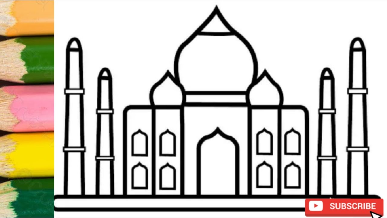 How to draw a Beautiful Taj mahal | draw a Taj mahal East step By Step ...