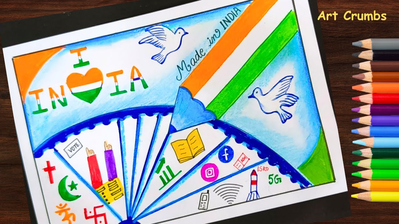 Viksit Bharat drawing |free prosperous India drawing | India of my ...