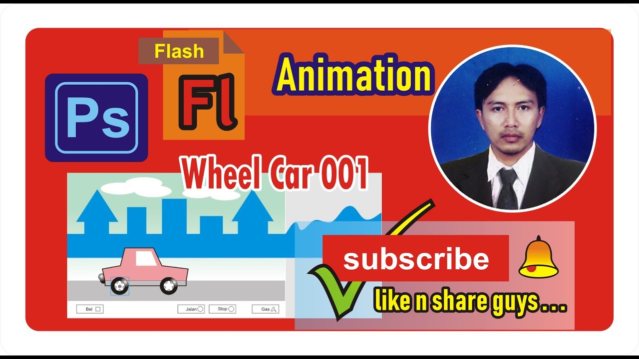 Wheel Car Animation #animation #photoshop #flash - YouTube