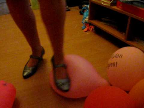 Heels stomp balloons - YouTube