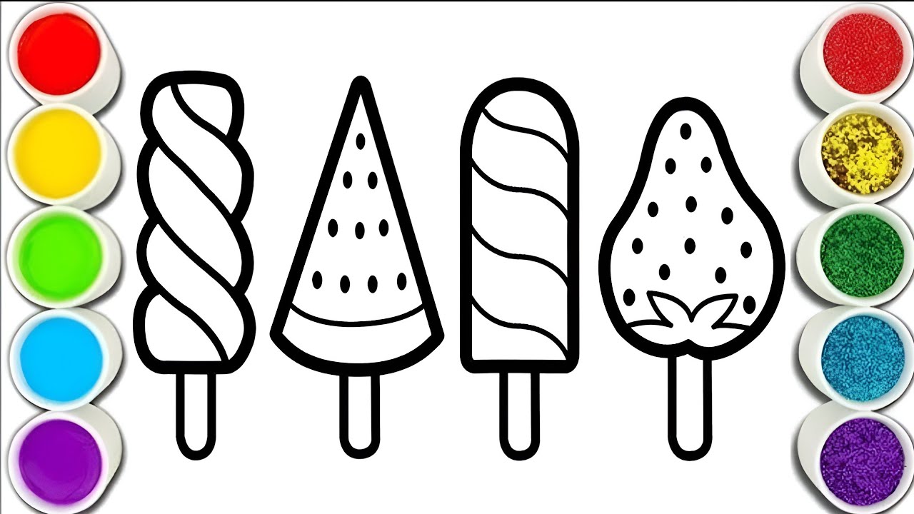 Ice-cream Drawing, Painting & Colouring for kids and Toddlers_Child Art ...