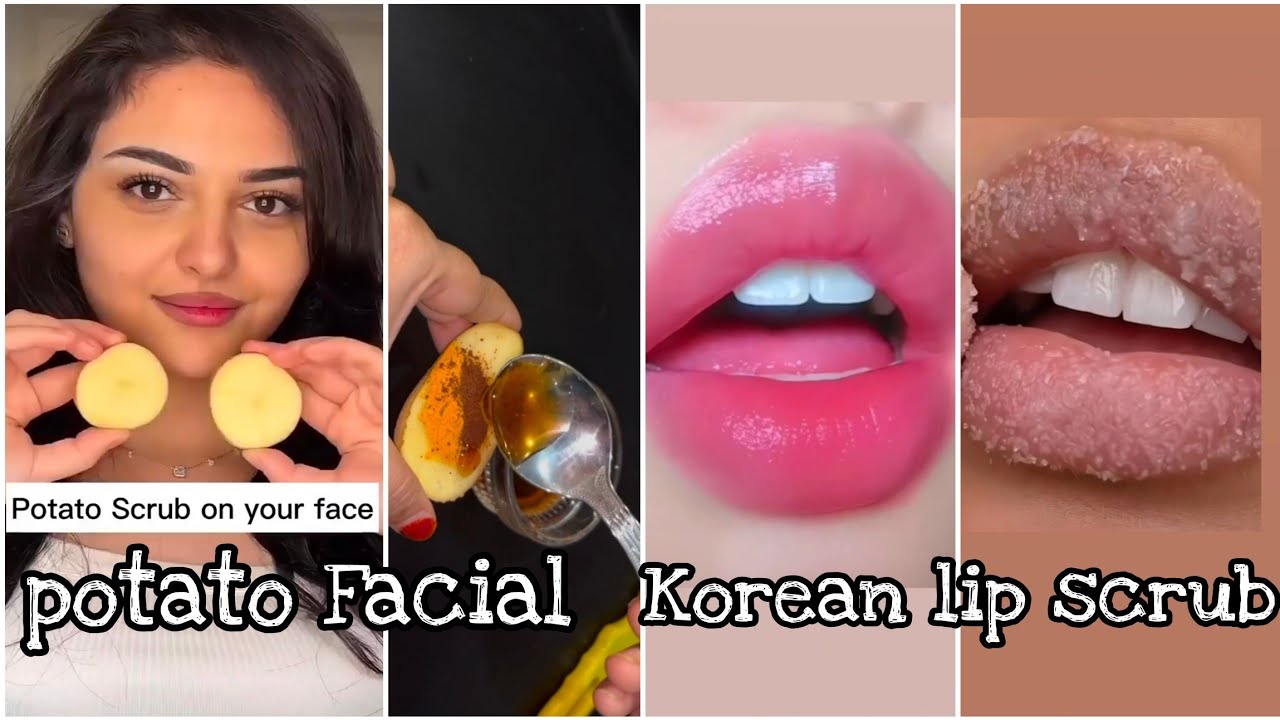 Potato Facial instant glowing face in 2 minutes | Korean lips scrub ...