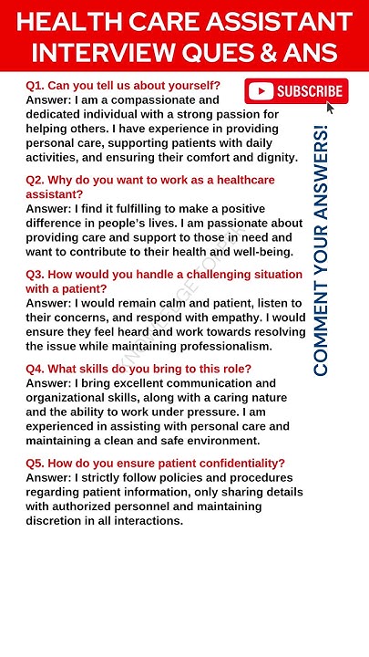NHS Healthcare Assistant Interview Questions and Answers | Care ...