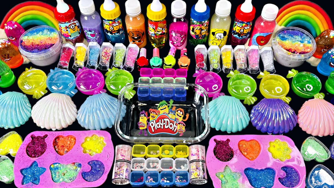 Mix Rainbow Slime With Glitter To Make Super Beautiful Shiny Slime ...