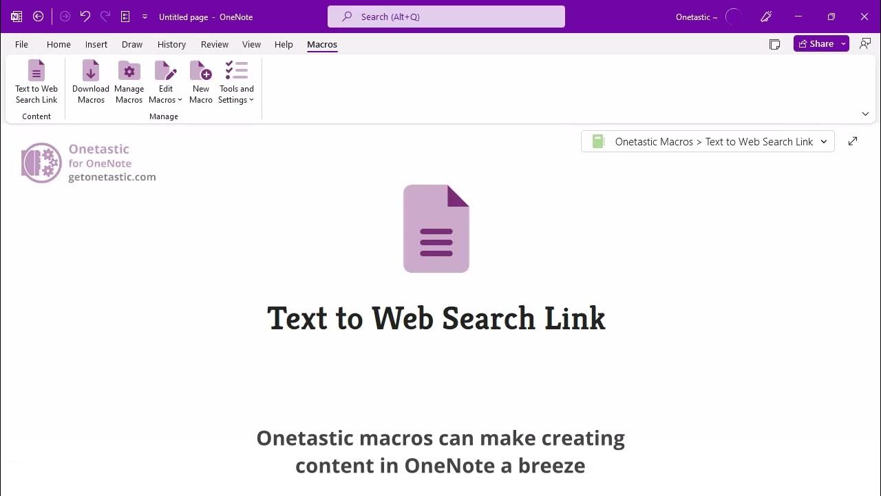 Quickly create web search links in OneNote - YouTube