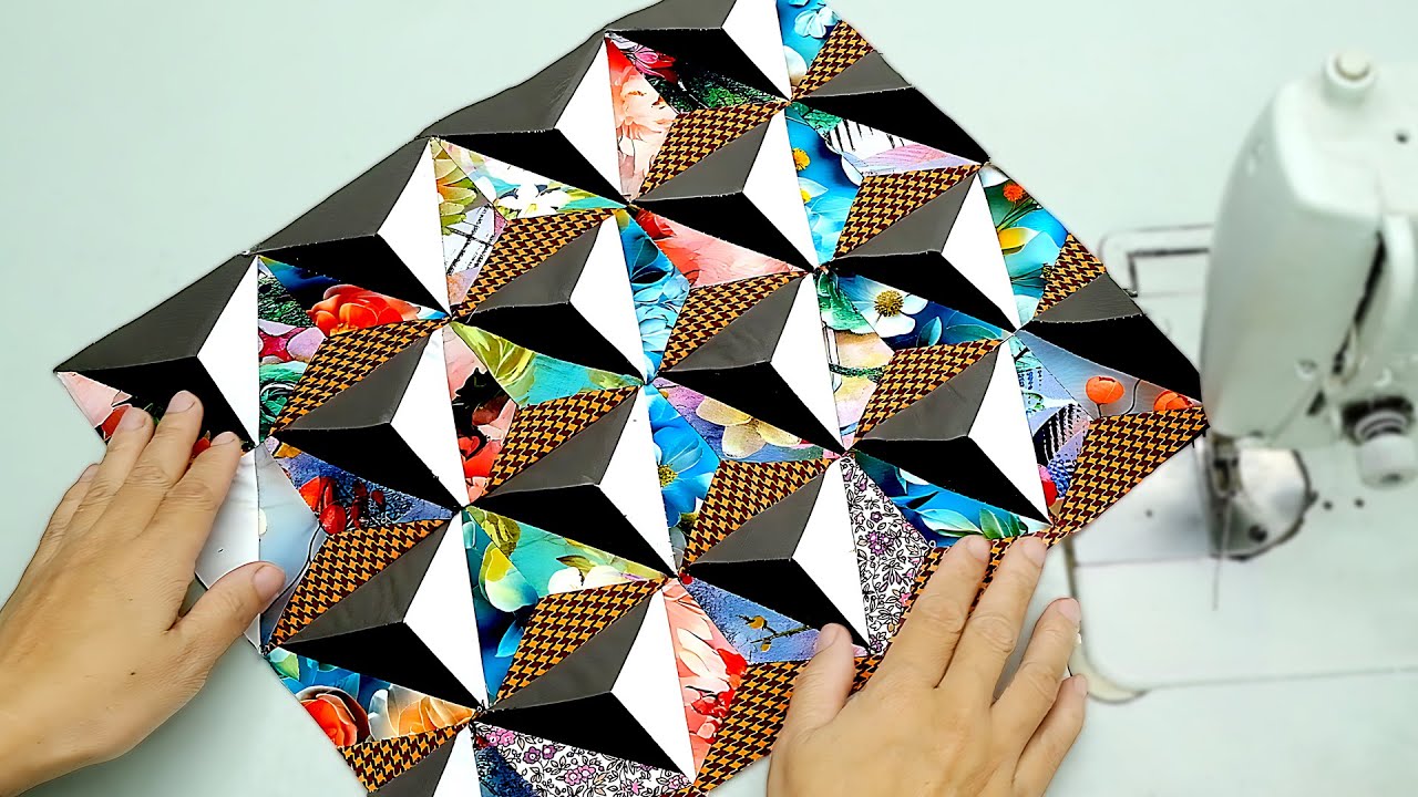 Easy 3D Patchwork Ideas Using Scraps Of Fabric - YouTube