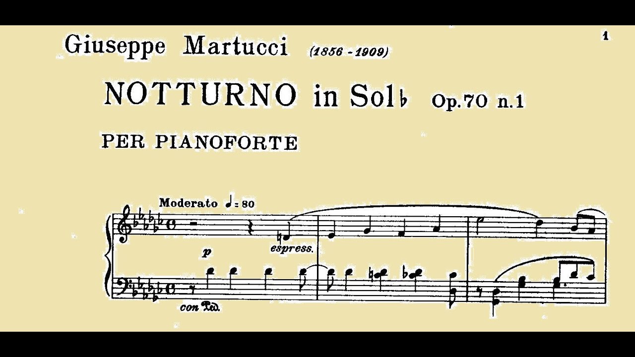 Martucci: Notturno in sol bemolle maggiore op. 70 no. 1 - Riccardo Caramella, piano - YouTube