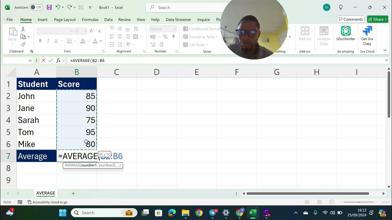 Excel Average Function - YouTube