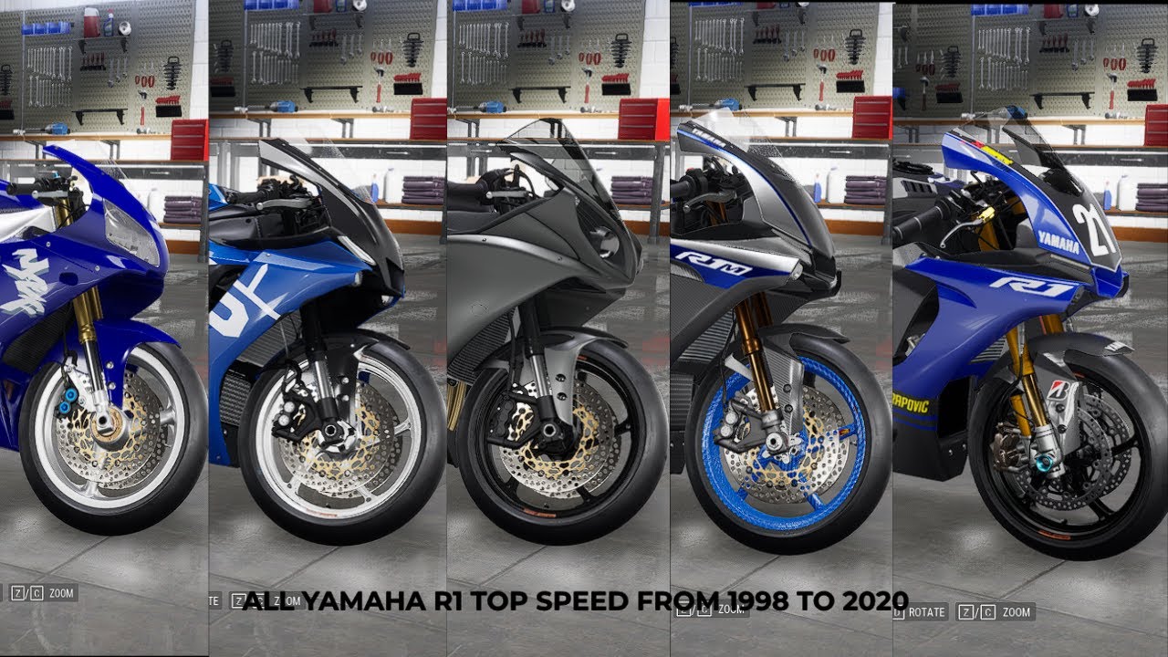 All Yamaha R1 Top Speed 1998 to 2020 [RIDE 4] - YouTube