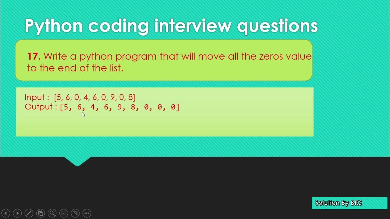 Move All Zeros To End Of The List Python Coding Interview Questions Python Pythonprogramming
