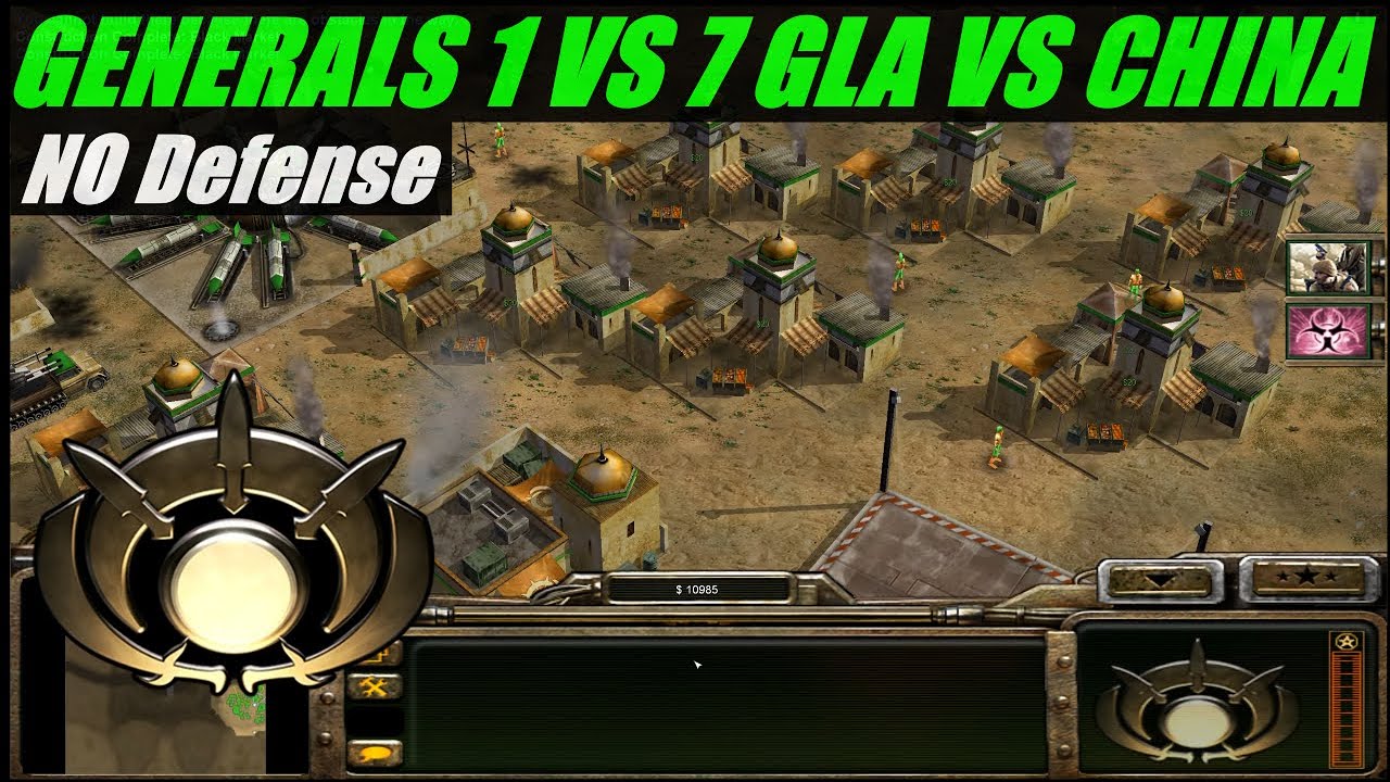 C&C Generals _1 VS 7 Brutal Armies No Defense 1 GLA vs 7 CHINA ...
