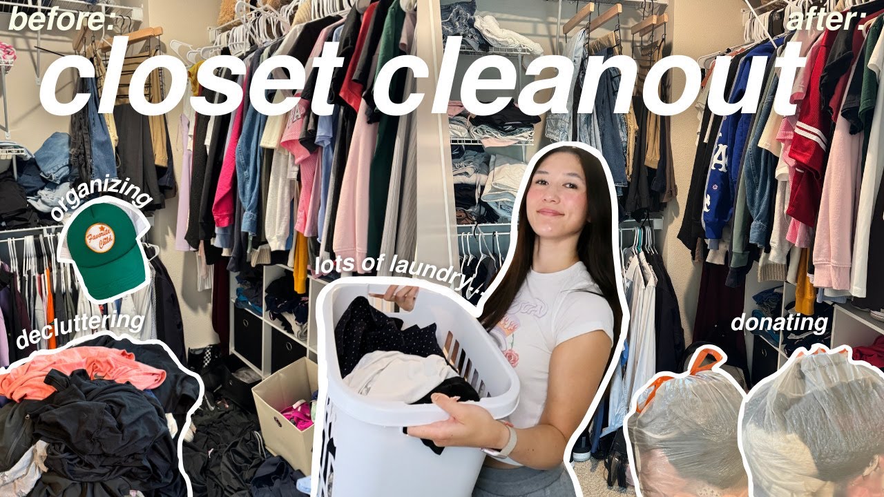 massive CLOSET CLEANOUT | declutter and organizing my ENTIRE closet (I got rid of almost ...