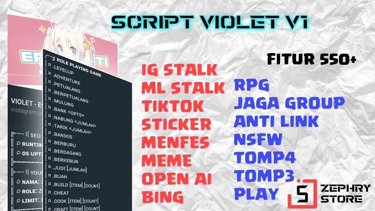 SCRIPT BOT WA TERBARU || FITUR 550+ ??? || SCRIPT NO ENC 80% ?? || SC VIOLET V1 - YouTube