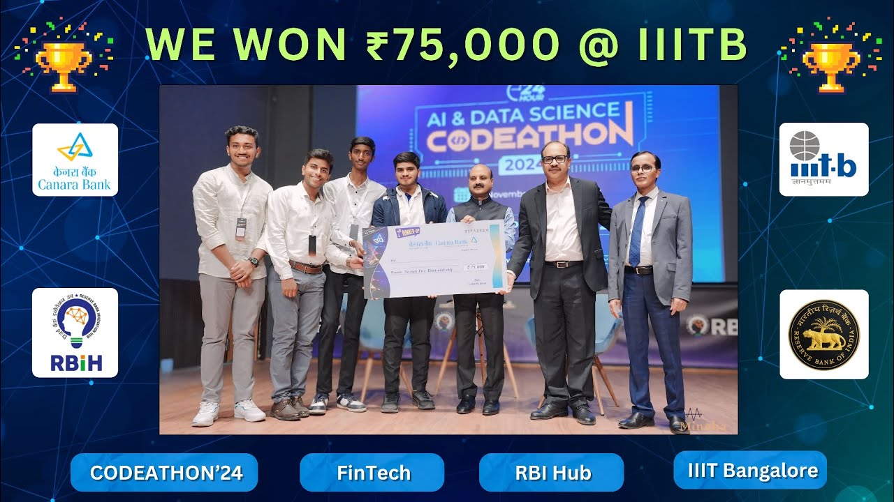 2nd Runner-Up at Codeathon'24 🏆 | IIIT Bangalore x RBI Hub | Fintech Hackathon | Canara Bank ...