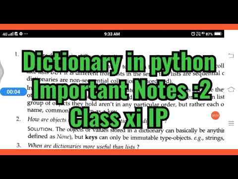 Dictionary in python Important Notes :2 Class xi IP - YouTube