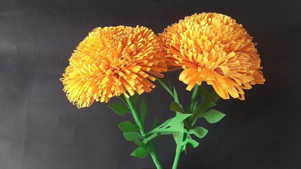 How to make paper flowers / Marigold flowers with paper / easy paper ...