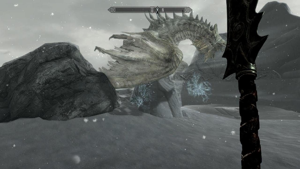Skyrim Fighting Alduin The World Eater First Battle - YouTube