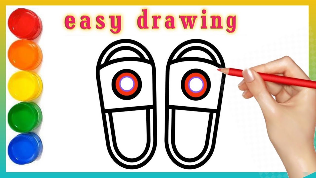 slieepers chappal drawing| how to draw a slieepers chappal easy step bu ...