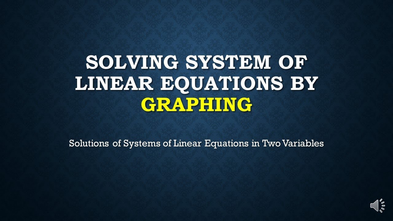 solving system of linear equations by graphing - YouTube