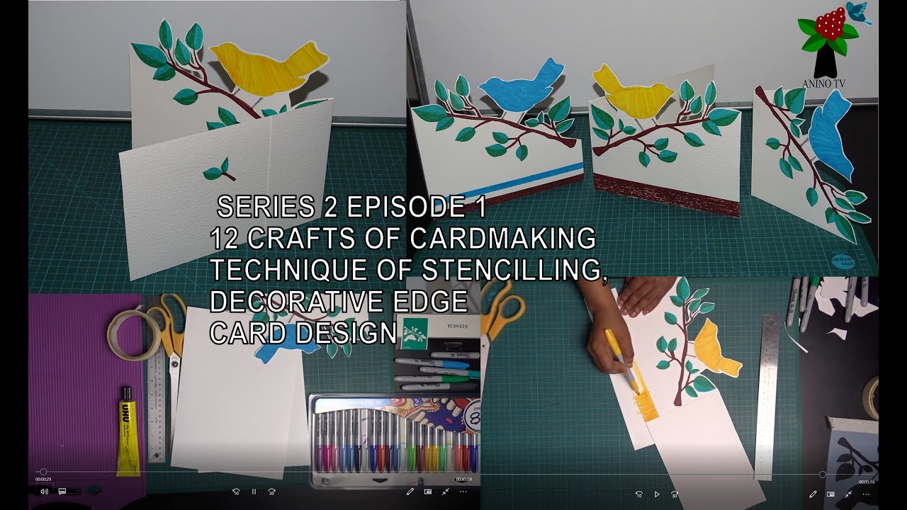 12 Crafts of Cardmaking, Stencilling, Decorative Edge Card Design - YouTube