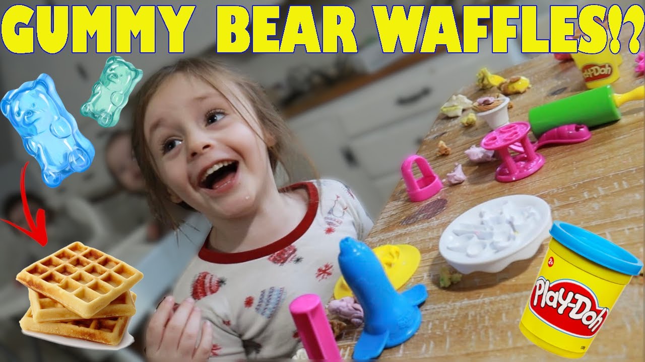 PLAY DOH GUMMY BEAR WAFFLES!? | KIDS GET CREATIVE WITH PLAY DOH! | "ONE ...