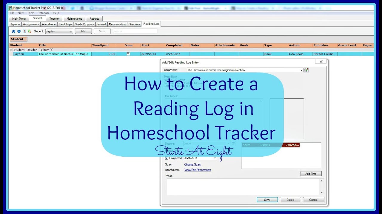 How to Create a Reading Log in Homeschool Tracker - YouTube