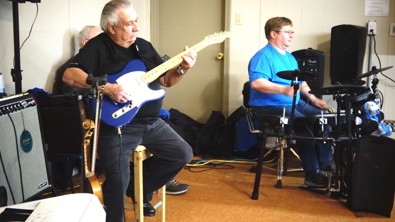 Busby AB April 28, 2024 jam and dance. Wayne, Leon, Emile, Al, Claude ...