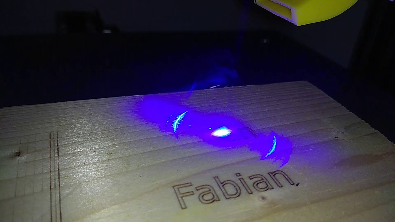 Laser engraving with creality cr-10 1.6 watts klipper first try - YouTube