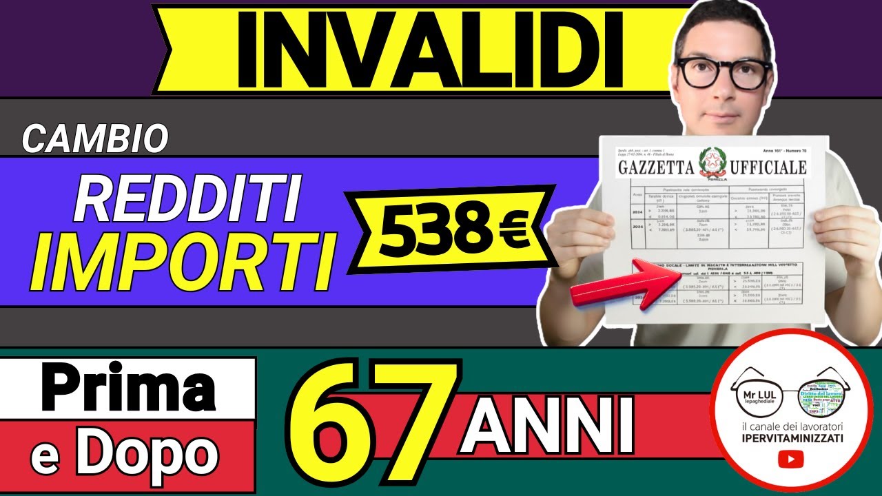 INVALIDITA' CIVILE PRIMA e DOPO 67 ANNI, CAMBIANO IMPORTI e REDDITI ...