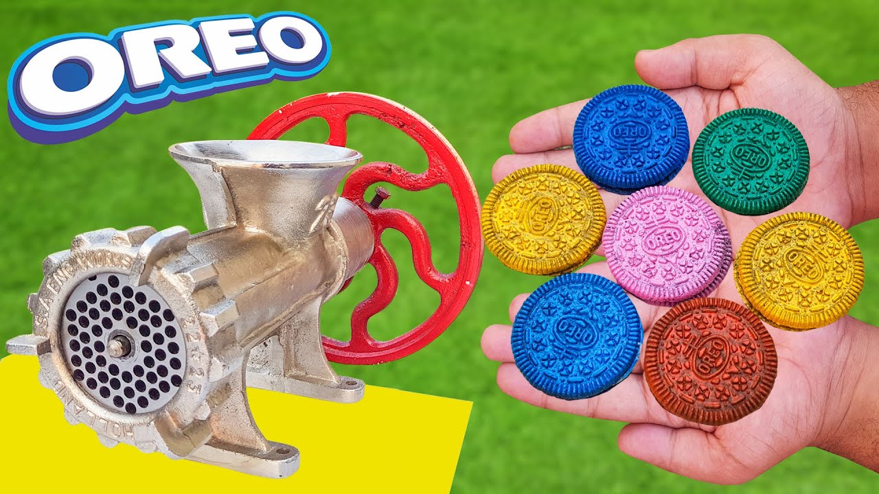 EXPERIMENT !! COLORFUL OREO VS MEAT GRINDER - YouTube